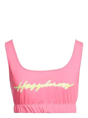 HAPPINESS Embroidered Jersey Crop Top - Pink
