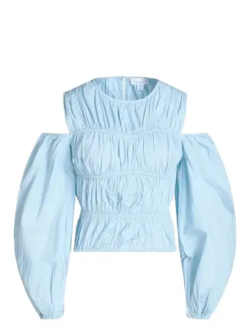 Topshop Gathered Poplin Top - Blue