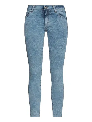 DENNY ROSE Floral Print Low-waisted Skinny Jeans - Blue