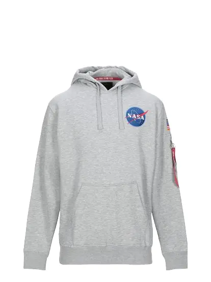 Alpha Industries Hooded Sweatshirt With Logo Appliqués - Grey