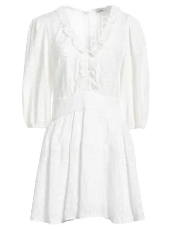 Sandro Mini Dress With Lace And Ruffle Detail - White