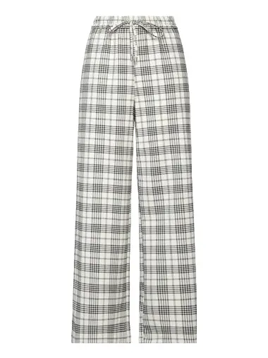 VICOLO Wide Leg Checked Chinos - White