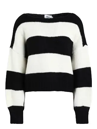 Only Striped Knit Sweater - Black