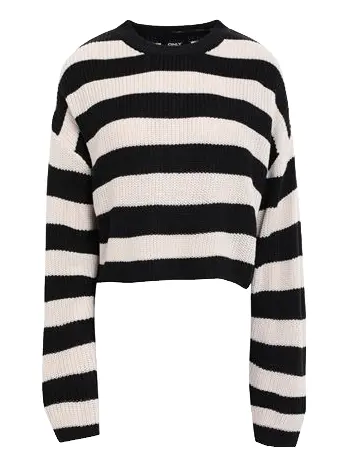 Only Striped Lightweight Knit Sweater - Black