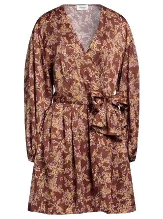 OTTOD'AME Floral-print Crepe Mini Wrap Dress - Brown