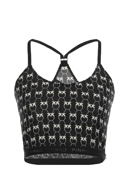 Pinko Logo-print Crop Top - Black