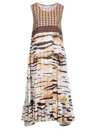 ICONIQUE Tiger-print Woven Midi Dress - Camel