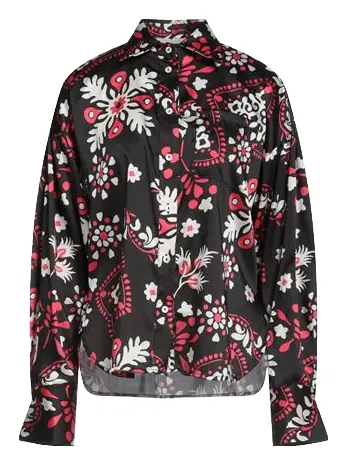DIMORA Floral-print Satin Shirt - Black