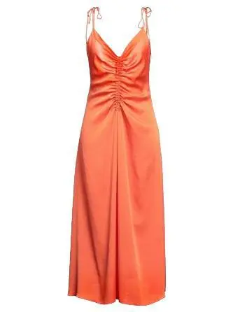 Sandro Maxi Flared Satin Dress - Orange