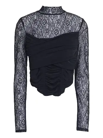 Topshop Crepe Lace T-shirt - Black