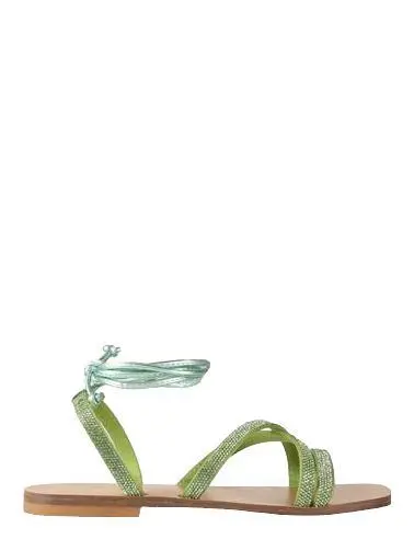 LIU •JO Tie-ankle Flat Sandals - Green