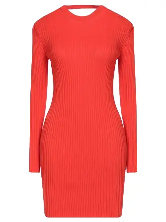 SEMICOUTURE Mini Bodycon Ribbed-knit Dress - Orange