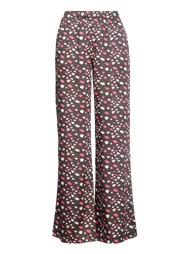 MERCI Floral Satin Wide Leg Pants - Black