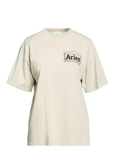 Aries Cotton Jersey T-shirt With Logo Print - Beige