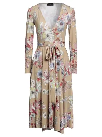 ANGELA MELE MILANO Floral-print Midi Wrap Dress - Beige