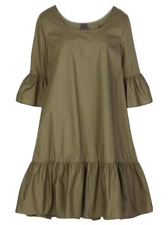 8 BY YOOX Cotton Ruffled Mini Dress - Green