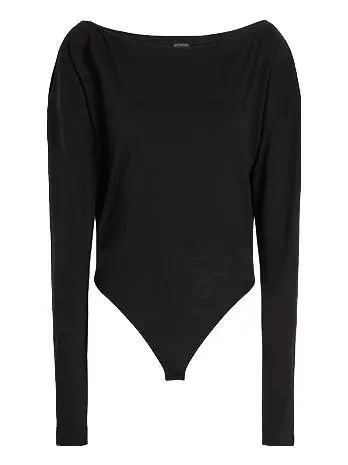 8 BY YOOX Off-shoulder Bodysuit In Lyocell And Organic Cotton - Black