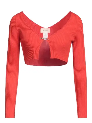 VICOLO Ribbed Knit Shrug - Tomato Red