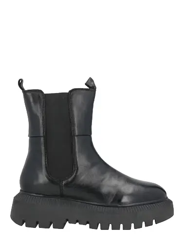 BOTHEGA 41 Ankle Boots In Leather With Elasticized Gores And Lug Sole - Black