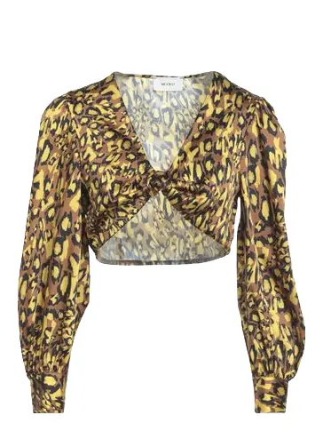 VICOLO Leopard-print Satin Crop Top - Brown