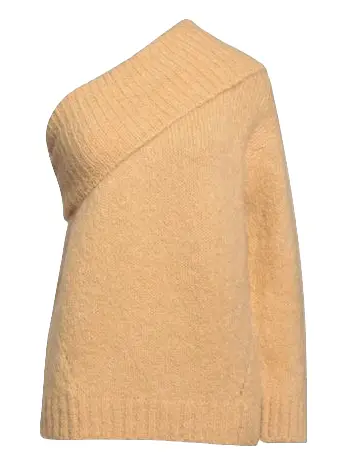 SOLOTRE Knitted One-shoulder Sweater - Beige