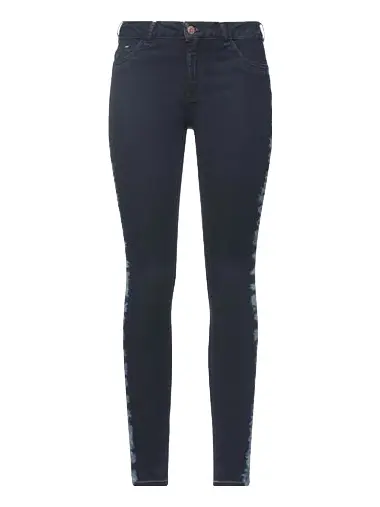 Maison Scotch Skinny Fit Jeans With Leather Trims - Blue