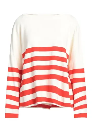 VICOLO Striped Knit Sweater - Tomato Red