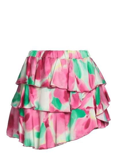 VICOLO Asymmetric Tiered Mini Skirt - Fuchsia
