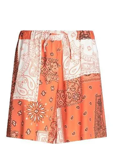 8 BY YOOX Viscose Wide Leg Paisley Print Shorts - Orange