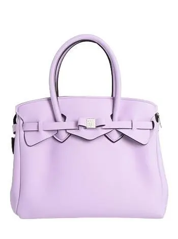 Save My Bag Tote Handbag With Bow Detail And Brand Logo - Purple