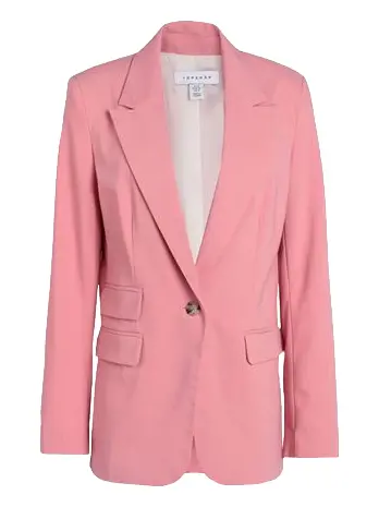 Topshop Single-breasted Twill Blazer - Pink