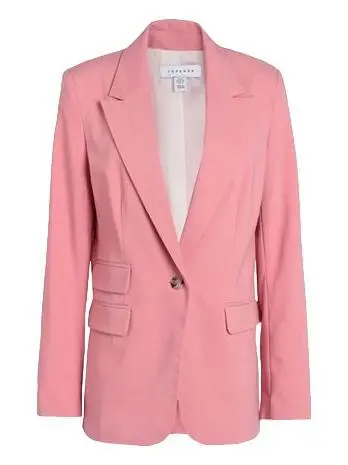 Topshop Single-breasted Twill Blazer - Pink