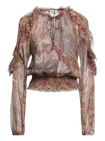 LIU •JO Ruched Paisley-print Top - Beige