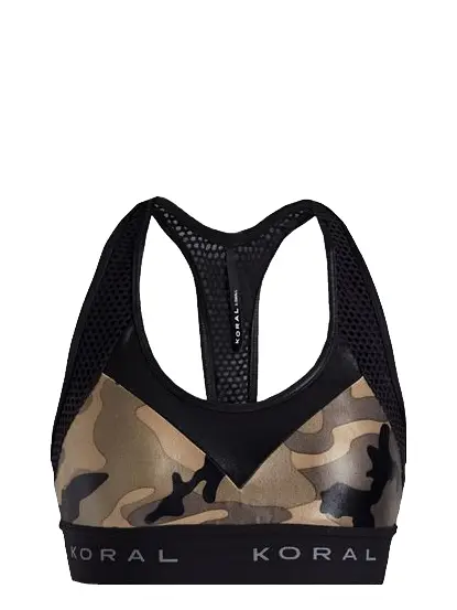 Koral Camouflage Print Sports Top - Green