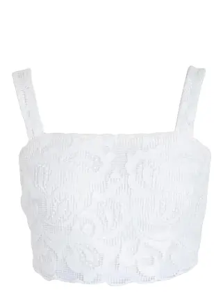 Topshop Lace Crop Top - White