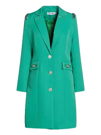 MARÇI BY GIL SANTUCCI Plain Weave Overcoat With Metal Appliqués - Green