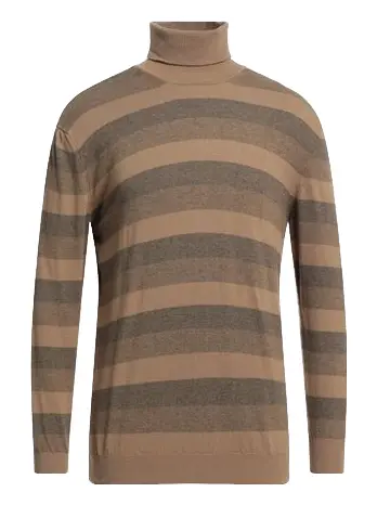 CASHMERE COMPANY Striped Wool And Cashmere Turtleneck - Beige