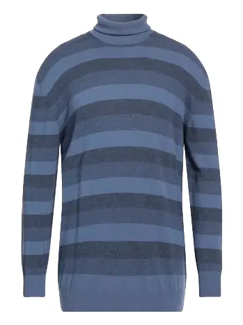 CASHMERE COMPANY Striped Wool And Cashmere Turtleneck - Blue