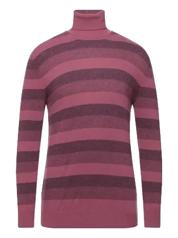 CASHMERE COMPANY Striped Wool And Cashmere Turtleneck - Purple