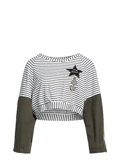 BRAND UNIQUE Striped French Terry Sweatshirt - White