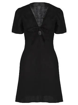 8 BY YOOX Linen Mini Dress With Bow Detail - Black