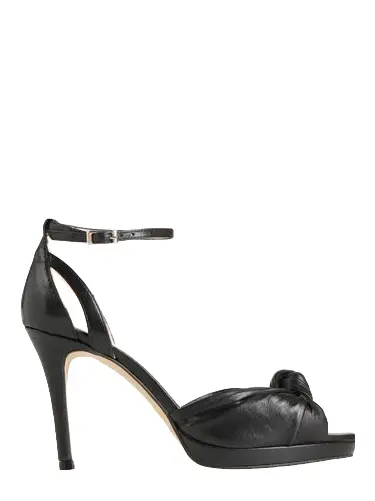 MARIAN Leather Ankle Strap Sandals - Black