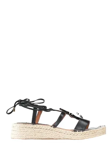 MARIA MARE Textile Fiber Espadrille Sandals - Black