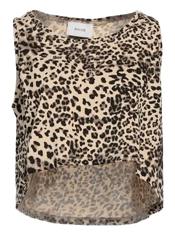 SHOE Leopard-print Cotton Top - Beige