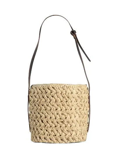 ANITA BILARDI Shoulder Bag In Raffia And Leather - Beige