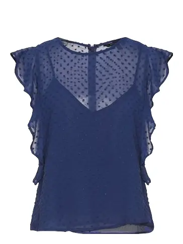 Armani Exchange Ruched Crepe Top - Blue