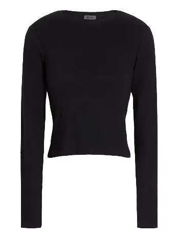 8 BY YOOX Organic Cotton Ribbed Long Sleeve Top - Black