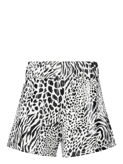 LE VOLIÈRE Animal Print Shorts - White