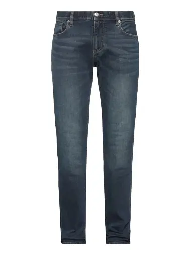 Armani Exchange Straight-leg Jeans With Leather Trims - Blue