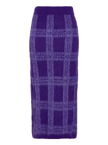 8 BY YOOX Check Jacquard Knit Midi Skirt - Purple